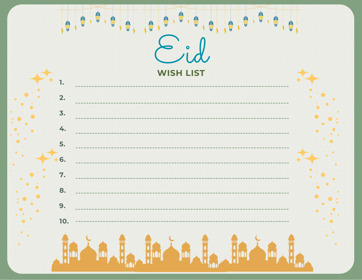 Eid Wish List | FREE Printable – Ramadan all day