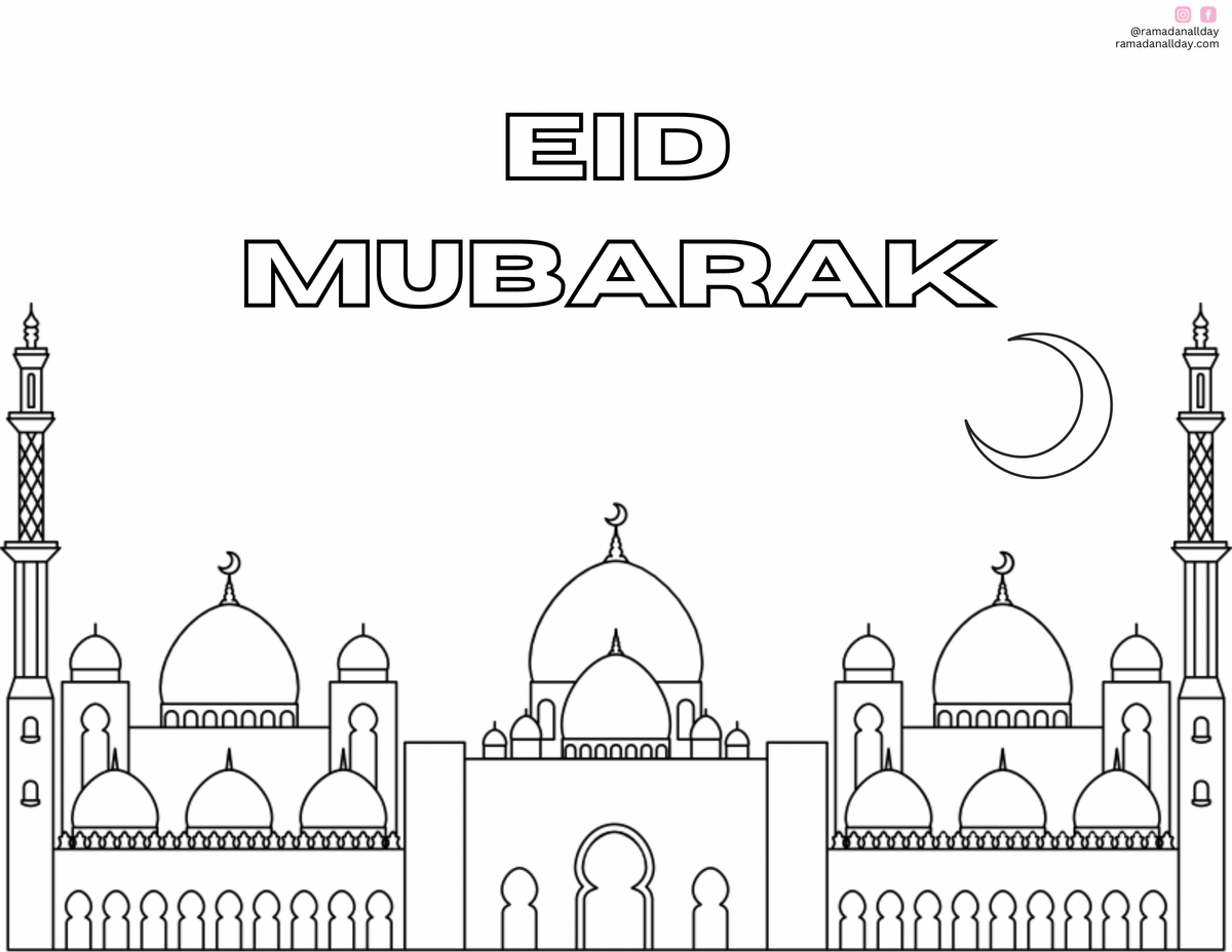 FREE Eid Mubarak Mosque Coloring Printable – Ramadan all day