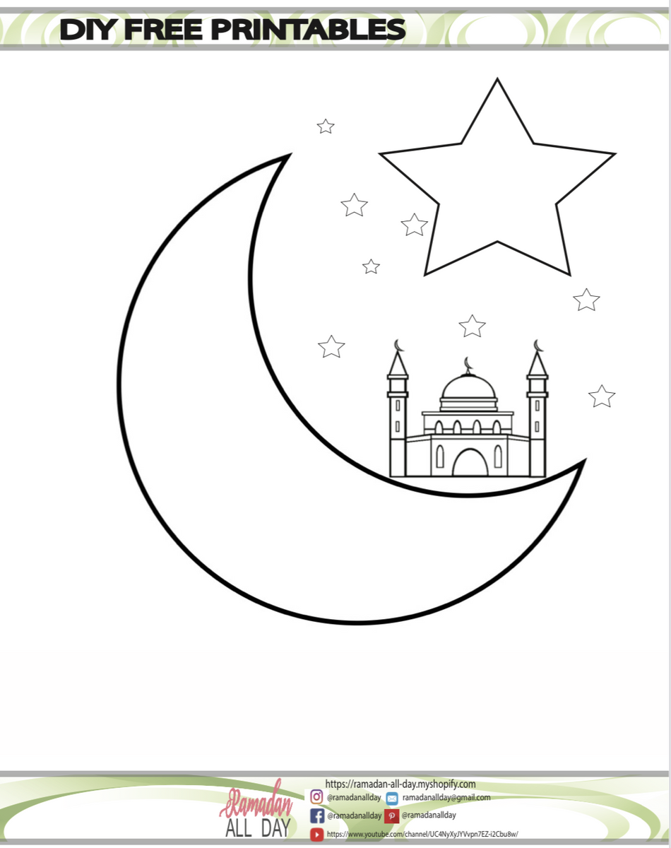 FREE Moon Mosque Coloring Printable – Ramadan all day